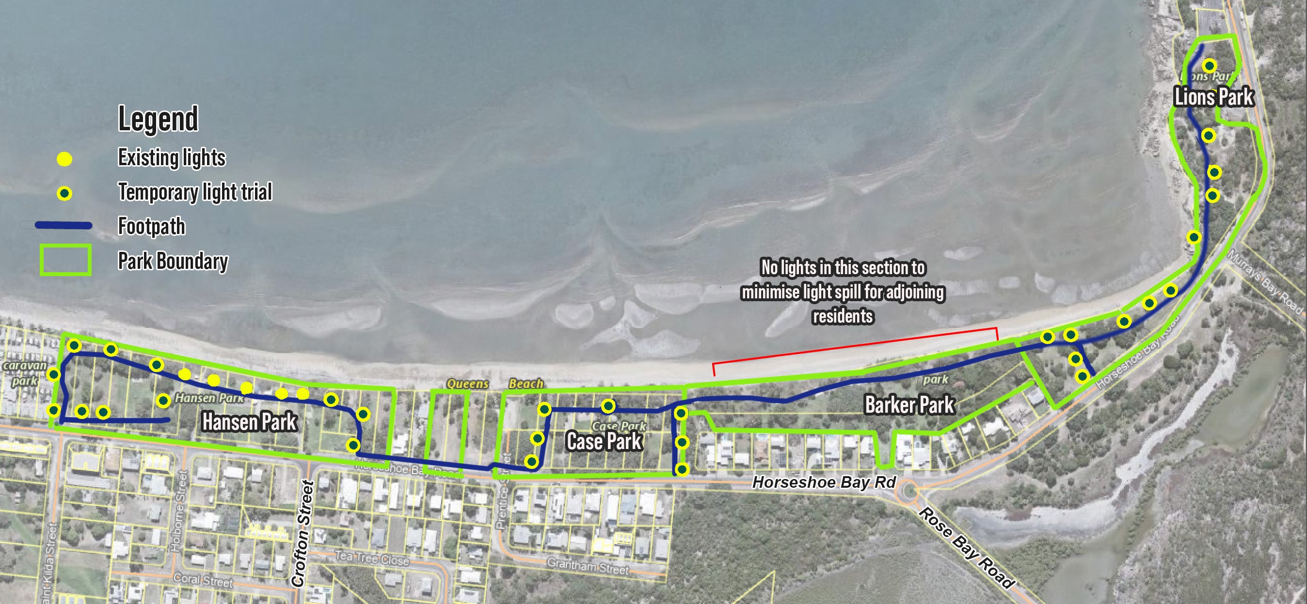 Grays Bay Parks Temporary lighting trial feedback form | Your Say ...