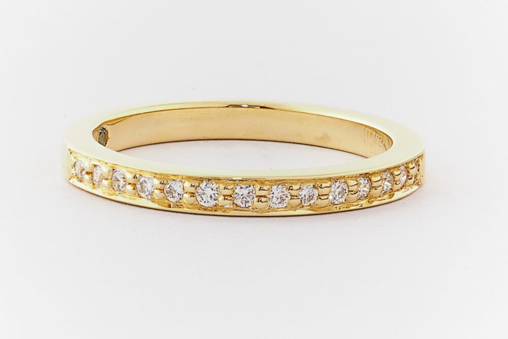18ct yellow gold, diamond and gemstone handmade ladies eternity ring ...