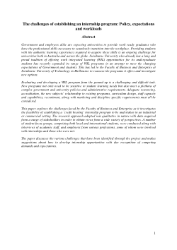 Item - The challenges of establishing an internship program: policy ...