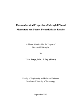 Item - Thermochemical properties of methylol phenol monomers and phenol ...