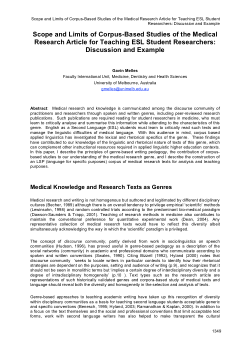 Scope and limits of corpus-based studies of the medical research ...