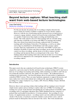 Beyond lecture capture: what teaching staff want from web-based lecture ...