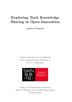 Item - Exploring Tacit Knowledge Sharing in Open Innovation - Swinburne - Figshare