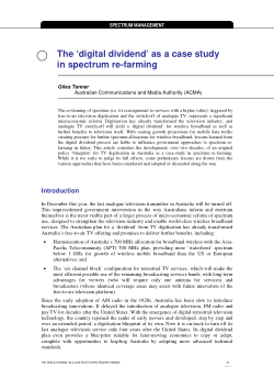 Item - The ‘digital dividend’ as a case study in spectrum re-farming - Swinburne - Figshare