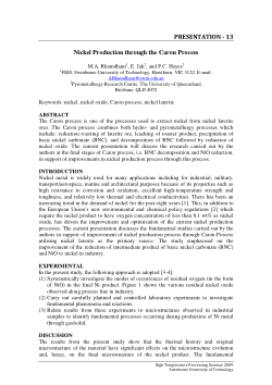 Item - Nickel production through the Caron process - Swinburne - Figshare