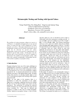 Item - Metamorphic testing and testing with special values - Swinburne ...