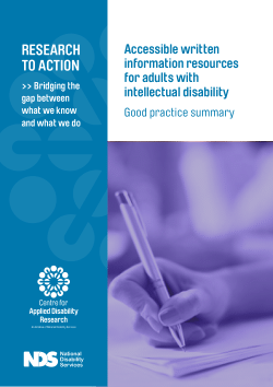 Item - Accessible written information resources for adults with ...