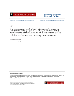 Item - An assessment of the level of physical activity in adolescents ...