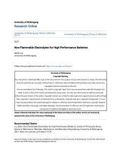 Non-Flammable Electrolytes for High Performance Batteries