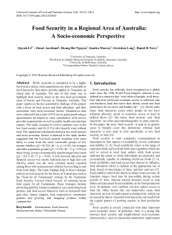 Food security in a regional area of Australia: a socio-economic perspective