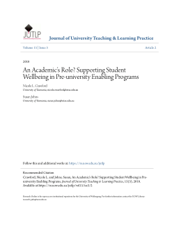 An academic’s role? Supporting student wellbeing in pre-university ...