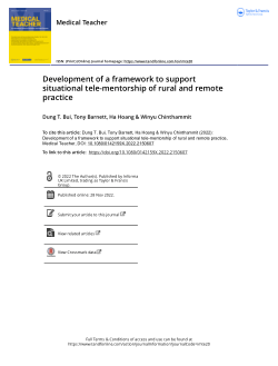 Item - Development of a framework to support situational tele-mentorship of rural and remote ...