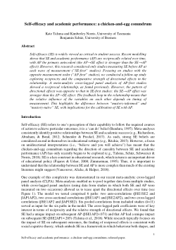 Self-efficacy and academic performance: a chicken-and-egg conundrum