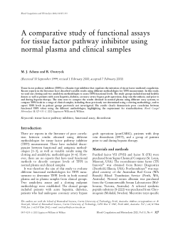 A comparative study of functional assays for tissue factor pathway ...