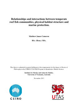 Relationships and interactions between temperate reef fish communities ...