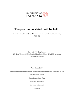 'The position as stated, will be held' : the Great War and its ...