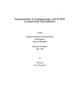 Item - Phytochemistry of Eucalyptus spp. and its role in insect-host ...