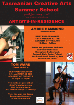 Tasmanian Creative Arts Summer School - Artist-in-Residence Poster