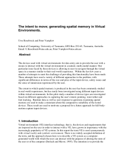 The intent to move; generating spatial memory in Virtual Environments.