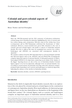 Item - Colonial and post-colonial aspects of Australian identity ...