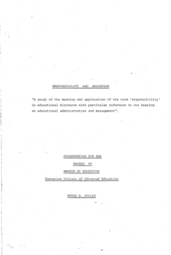 Item - Responsibility and education : a study of the meaning and ...