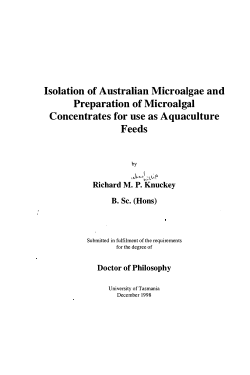 Isolation of Australian microalgae and preparation of microalgal ...