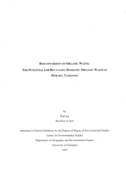 Bioconversion of organic waste : the potential for recycling domestic ...
