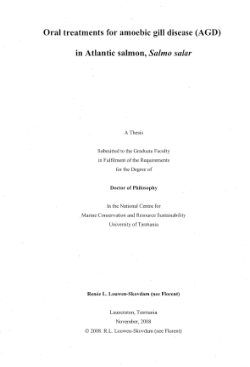 Oral treatment for amoebic gill disease (AGD) in Atlantic salmon, Salmo ...