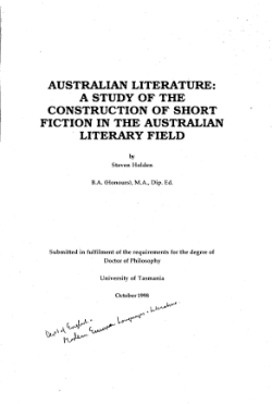 Australian literature : a study of the construction of short fiction in ...