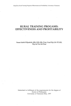 Rural training programs : effectiveness and profitability