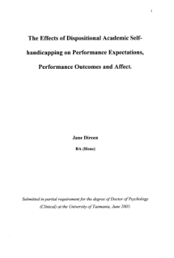 The effects of dispositional academic self-handicapping on performance ...