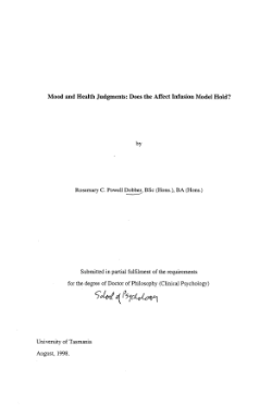 Mood and health judgements : does the Affect Infusion Model hold?