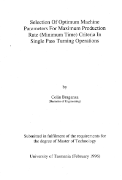 Selection of optimum machine parameters for maximum production rate (minimum time) criteria in ...