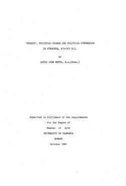 Stasis, political change and political subversion in Syracuse, 415-305 B.C.