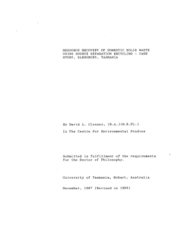 Resource recovery of domestic solid waste using source separation ...