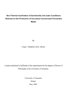 Non-thermal inactivation of Escherichia coli under conditions relevant ...