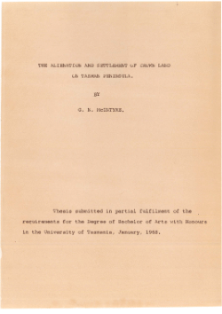 Item - The alienation and settlement of Crown Land on Tasman Peninsula ...