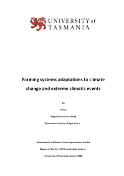 Farming systems adaptations to climate change and extreme climatic events