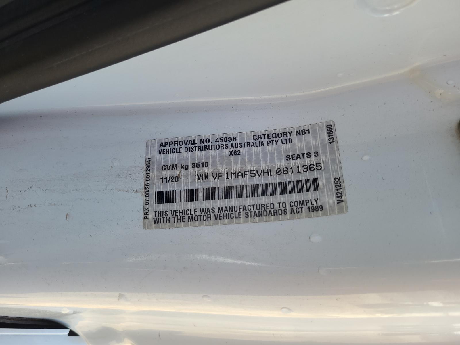 RENAULT MASTER 2011-2024 LOCK MECHANISM RIGHT REAR DOOR LOCK, W/ MANUAL ...