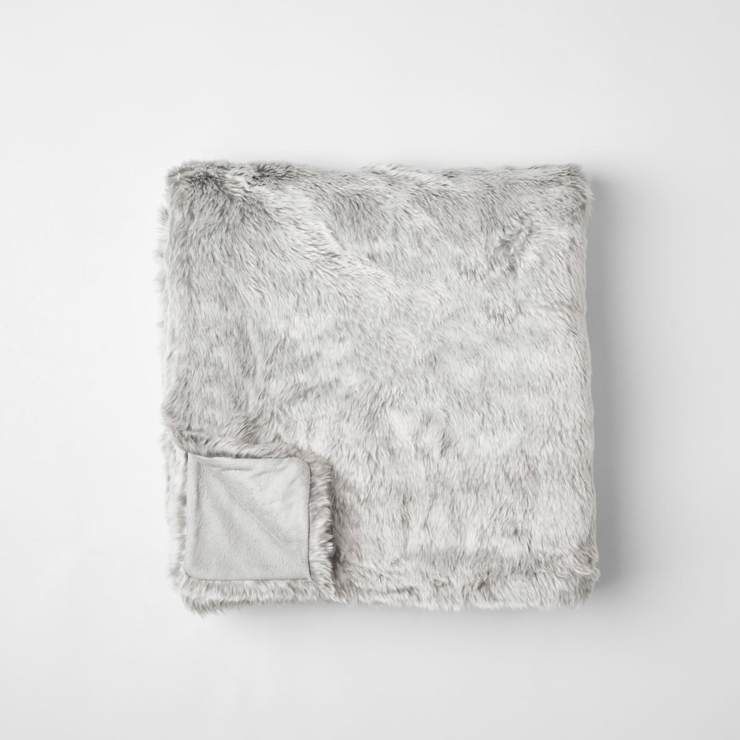 Shop Malmo Fur Throw - Pumice Online | Bed Bath N' Table