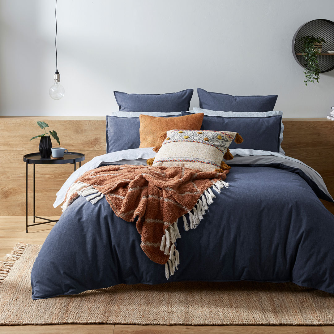 Buy Lusso Quilt Cover - Navy Online | Bed Bath N' Table