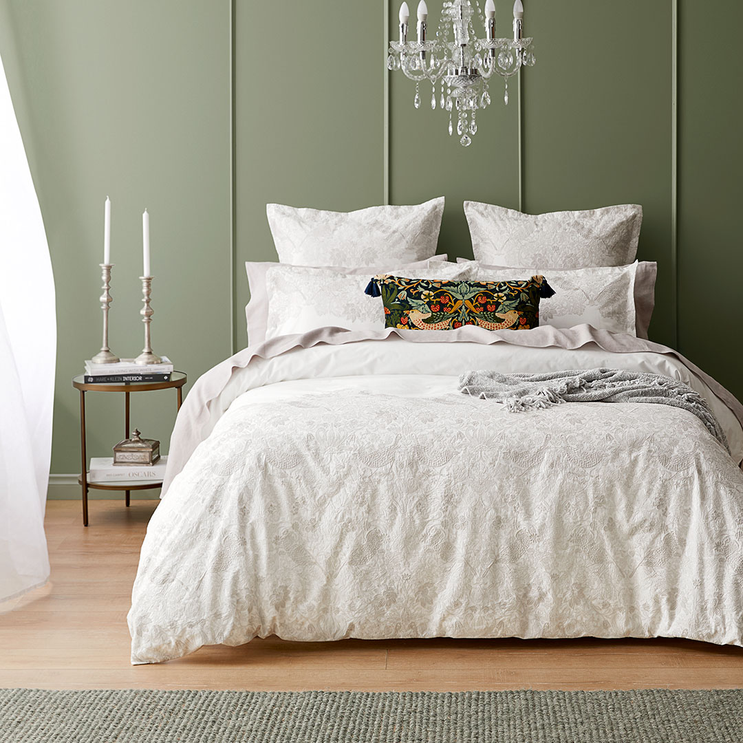 Shop Embroidered Strawberry Thief Quilt Cover Online | Bed Bath N' Table