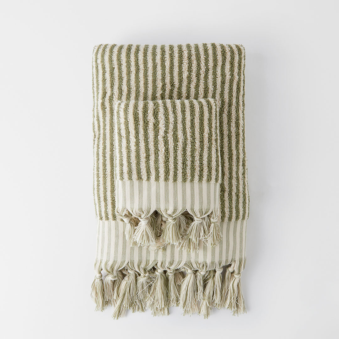 Shop Ama Stripe Towel - Olive Green Online | Bed Bath N' Table