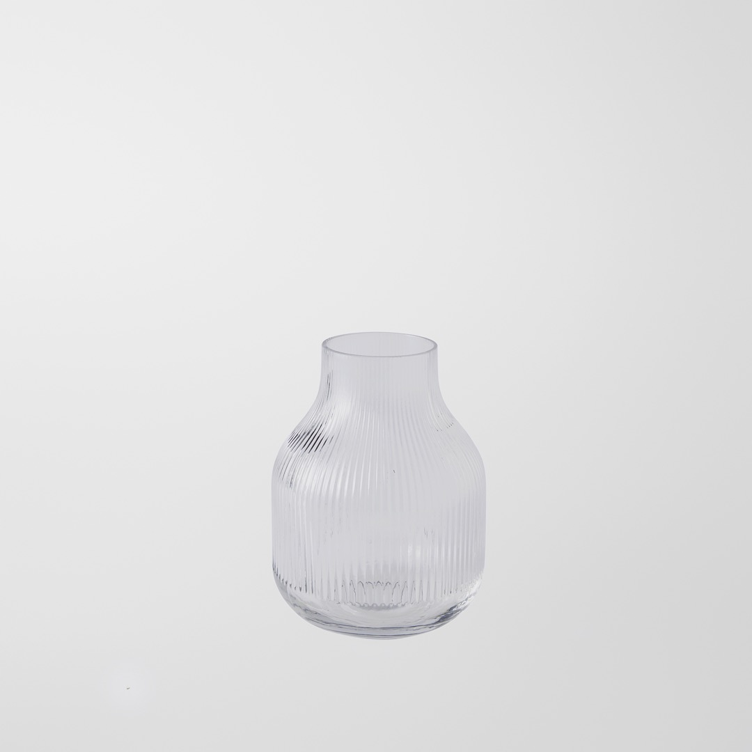 Shop Bennett Ribbed Glass Vase Small - Clear Online | Bed Bath N' Table