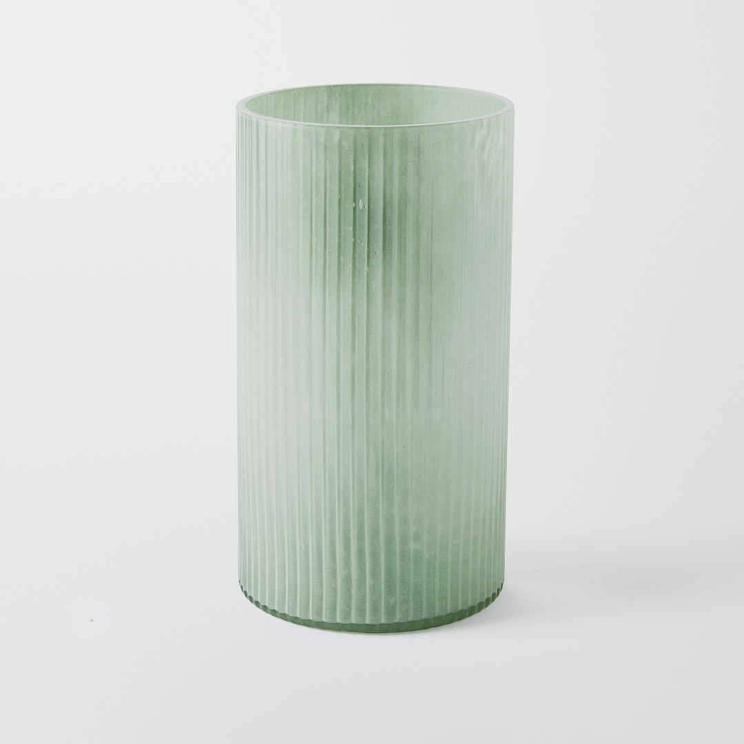 Shop Harley Glass Ribbed Vase Large - Seafoam Online | Bed Bath N' Table