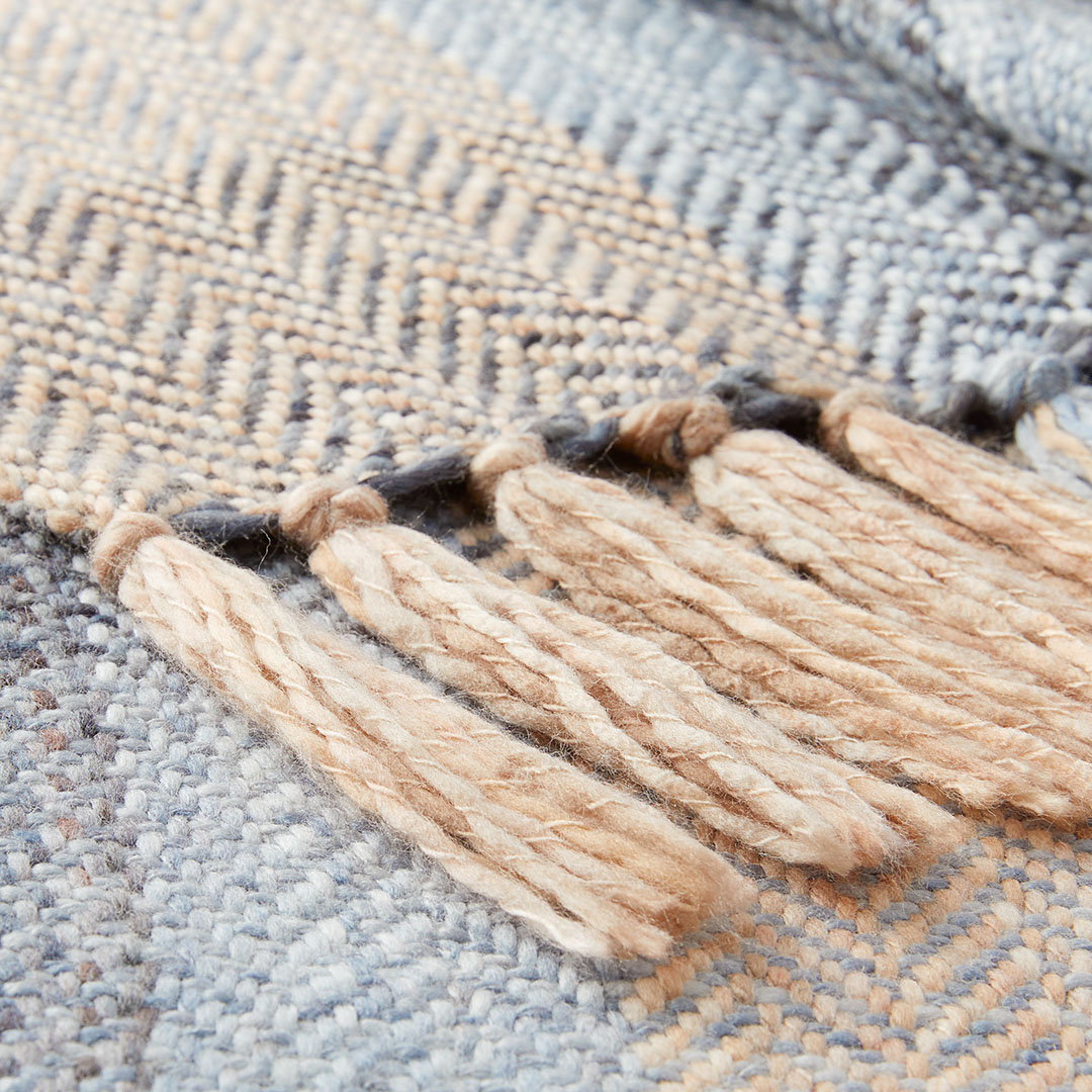 Shop Peru Check Throw - Light Blue/Taupe Online | Bed Bath N' Table