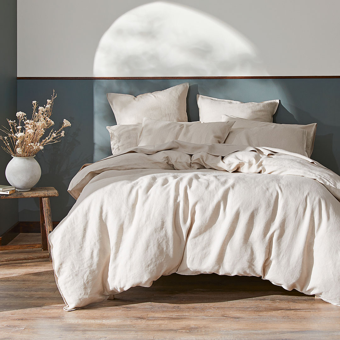 Buy Milano Linen Quilt Cover - Oatmeal Online | Bed Bath N' Table
