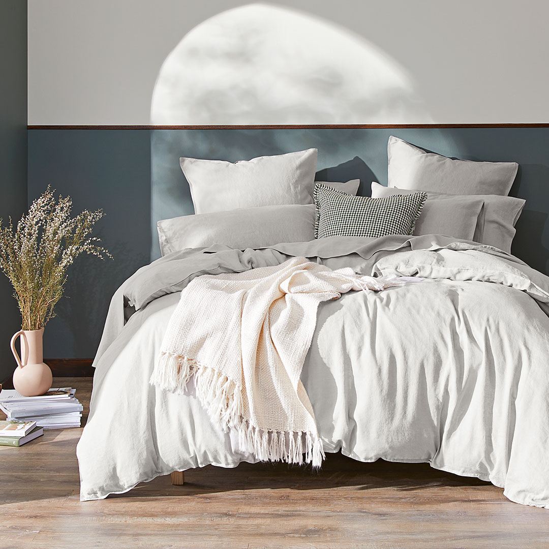 Buy Milano Silver Linen Quilt Cover - Silver Online | Bed Bath N' Table