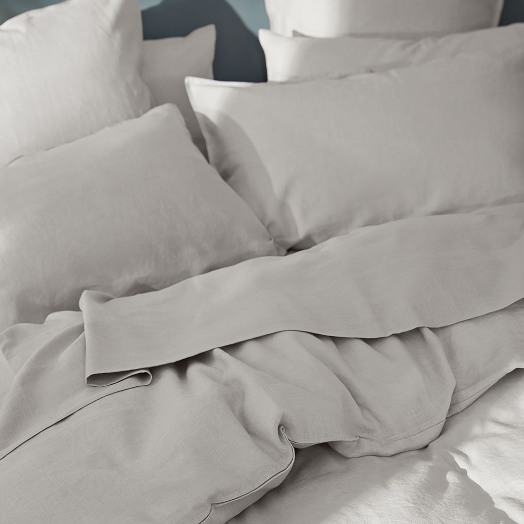 Buy Milano Silver Linen Quilt Cover - Silver Online | Bed Bath N' Table