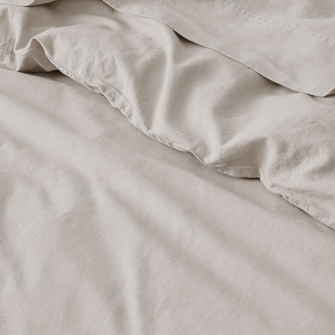 Buy Olsen Brick Linen/Cotton Quilt Cover - Silver Online | Bed Bath N ...